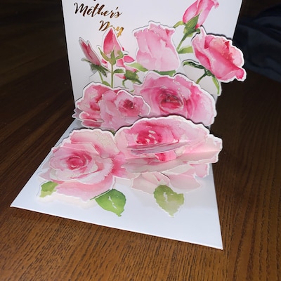 Roses for Mom, Flower Card, Pop up Card, 3D Card, Greeting Card ...