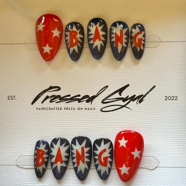 BANG Red White and Blue Press on Nails | Cowboy Carter Inspired ...