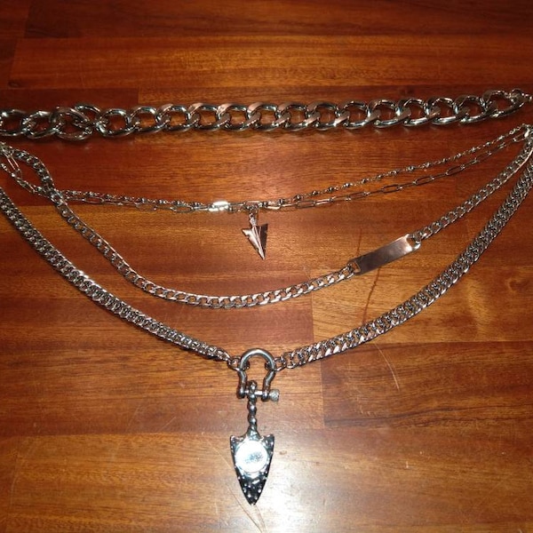 Layered Multi Strand Chunky Chain Gothic Choker Collar Necklace Set ...