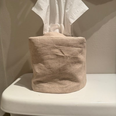 Tissue Cover Box, Linen Fabric Tissue Cover With Cotton Muslin Lining ...