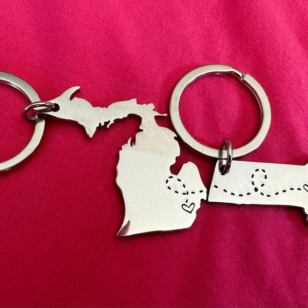 BEST FRIEND KEYCHAIN, Long Distance State Keychains, Best Friend Gift ...