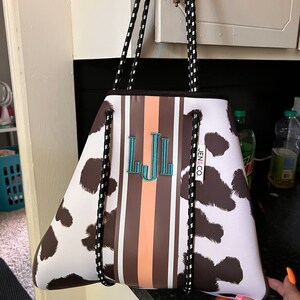 Cow Print Purse Monogram Cow Tote Bag Personalized Cow Bag - Etsy