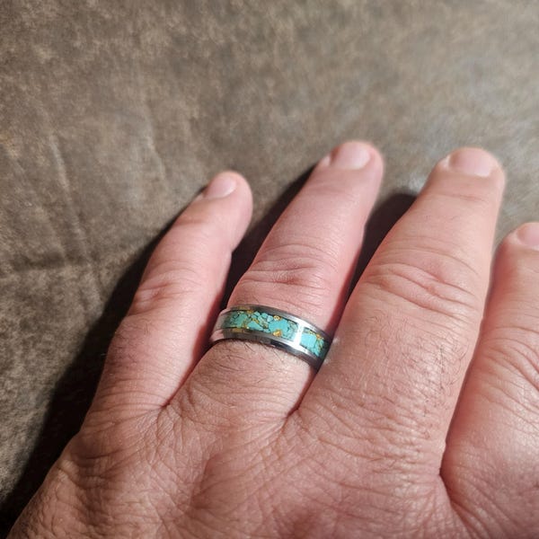 Tie Dye Ring, Tungsten Band, Rainbow Inlay, Dichrolam Men's Ring, Woman ...