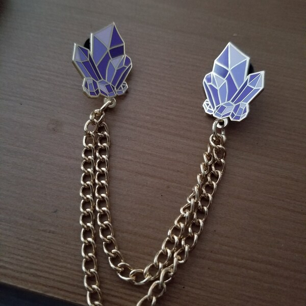 Crystal Cluster Hard Enamel Pin - Amethyst Geode Lapel Pin - Mineral ...