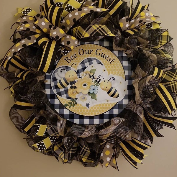 11.75" Round Bee Our Guest Wreath Sign, Summer Wreath Sign, Personalize ...