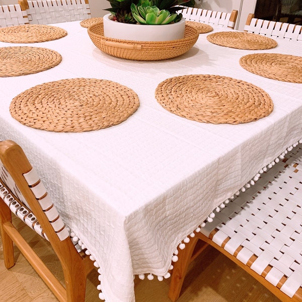 French Floral Lace Embroidered Rectangle Tablecloth/100% Cotton Table ...