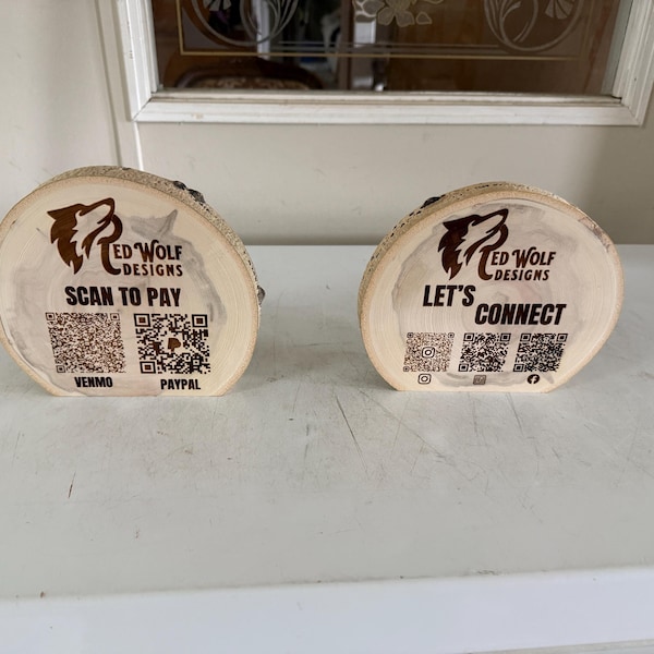 QR Code Wood Slice Social Media Sign - Airbnb Vrbo Signage - Social ...