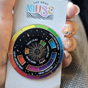 Color Wheel Enamel Pin© Black/gold ORIGINAL, Moving Jewelry Accessory ...