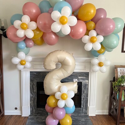 Groovy Balloon Tower, Daisy Balloon, Two Groovy, Retro Balloons, Retro ...