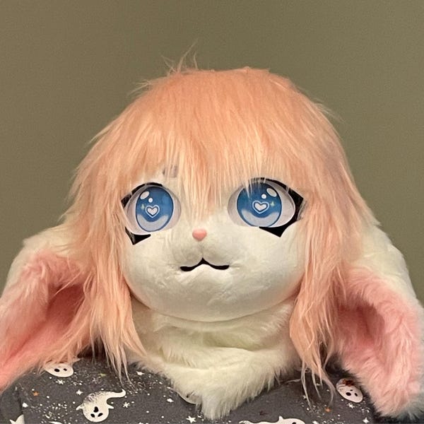 Cute Lovely Pink Lopears Bunny Sheep Kigurumi Furry Mask Head Kig Cat ...