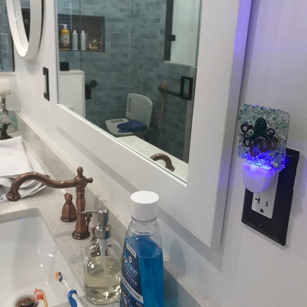 Octopus Night Light, Night Light, Nightlight, Blue Purple Octopus, Dusk ...