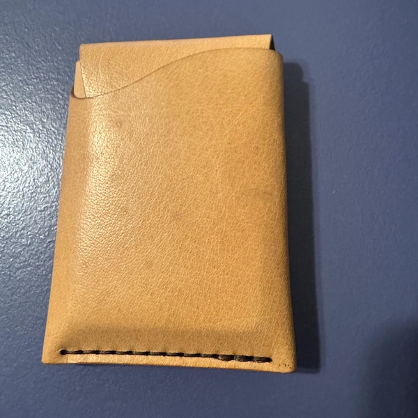 Hand-stitched Leather Wallet Card Holder: Full Grain Minimalist Design ...