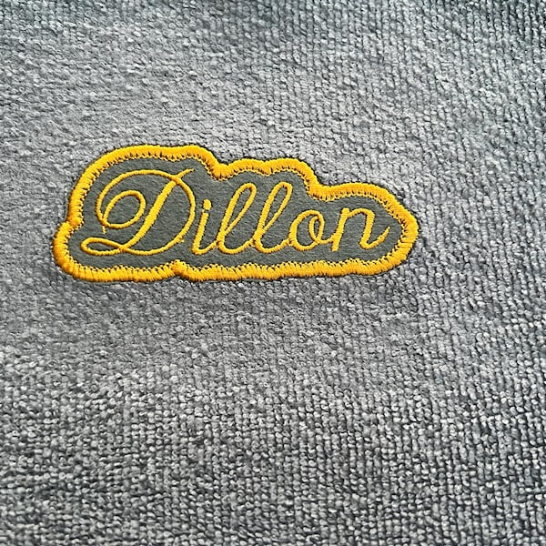 Embroidered Personalised Name Badge 100mm Wide Patch Iron on or Sew ...