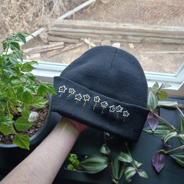 Beanie Hand Embroidered With Pine Trees - Etsy