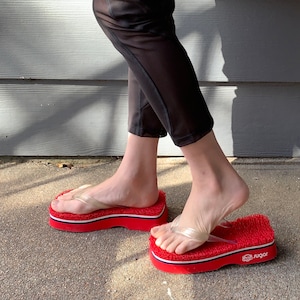 Vintage Sugar Floatie Poolside RED or BLUE Platform Foam Wedge Flip ...