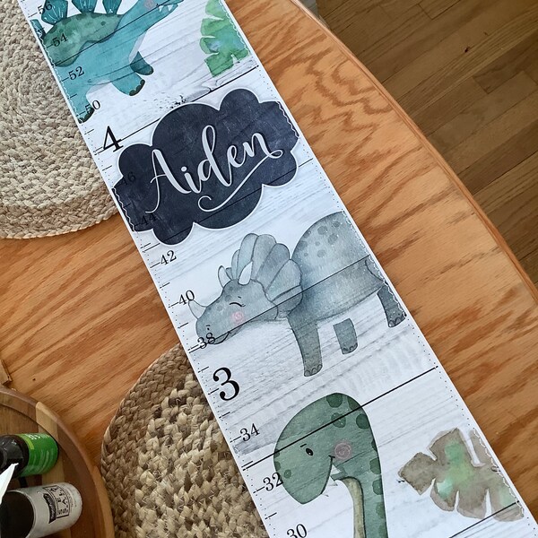 Dinosaur Growth Chart, Personalized Growth Chart, Canvas Growth Chart ...