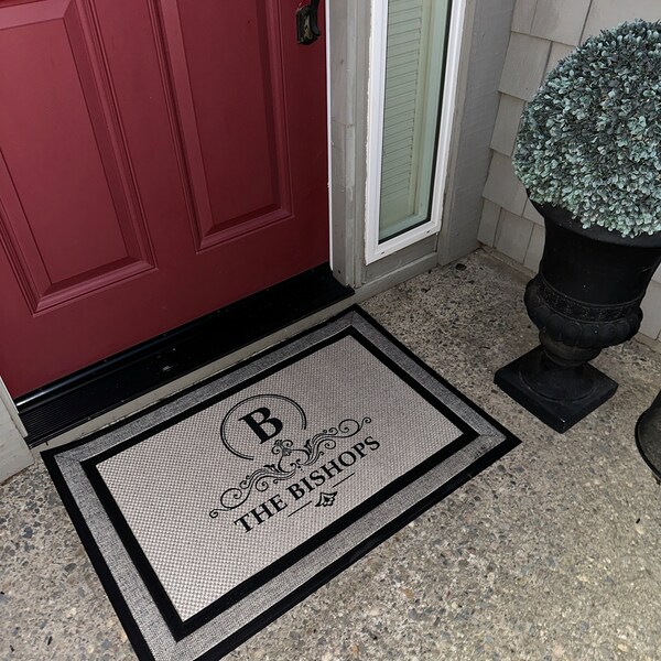 Monogram Custom Family Last Name Doormat Welcome Mat - Personalized ...