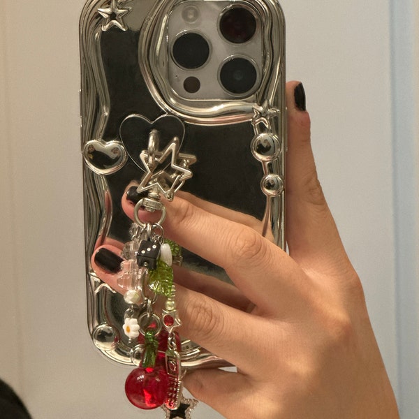 Y2k Aesthetic Cute Keychain With Acrylic Cherry Charm. Y2k Star Purse ...