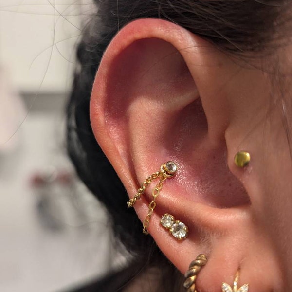 Star Conch Ear Piercing, Conch Piercing, Conch Hoop Earring, Gold ...