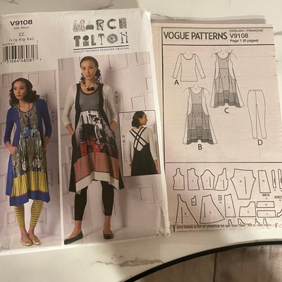 Uncut Vogue Sewing Pattern 9108 Misses Long Sleeve Top, DRESSES With ...