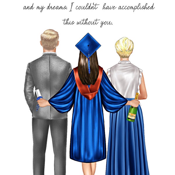 Personalised Graduation Family Gift, Custom Graduate Girl With Mom and ...