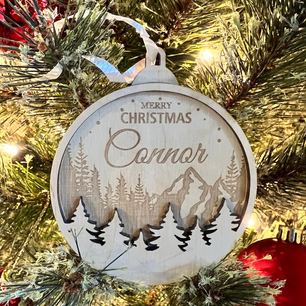 Personalized Name Christmas Ornaments Custom Baubles Set, Wooden ...