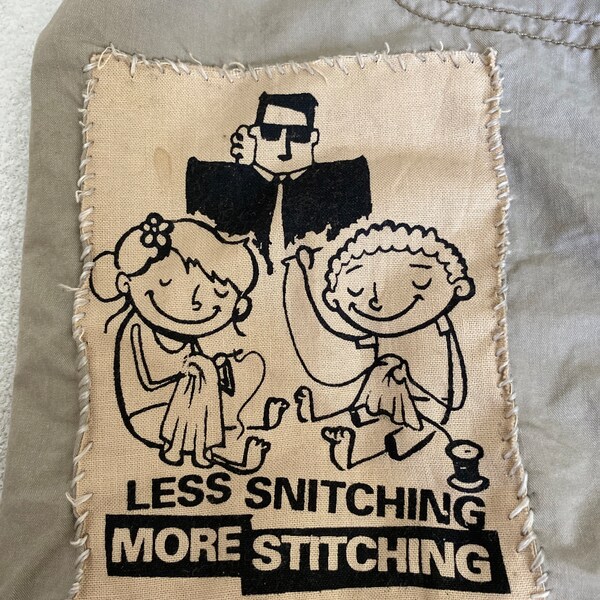 Less SNITCHING More STITCHING Screenprinted Patch - Etsy