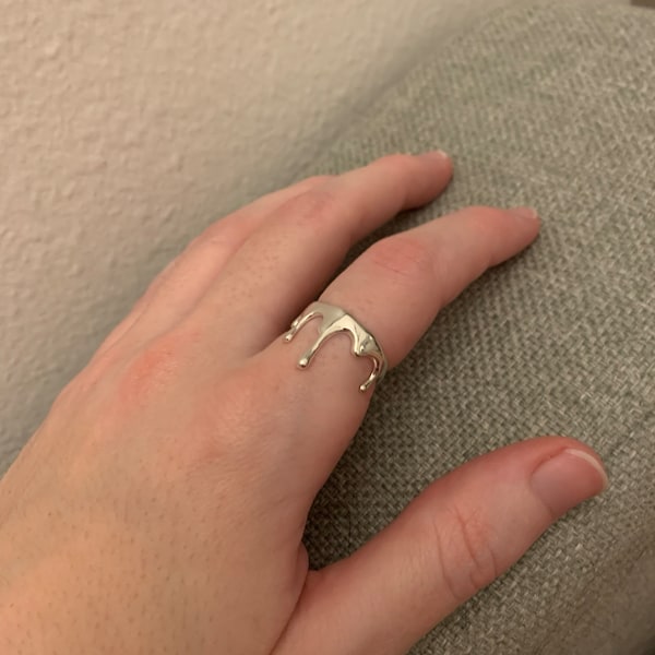 Dripping Small Ring - Gold, Silver, Statement Modern Ring, Streetwear ...