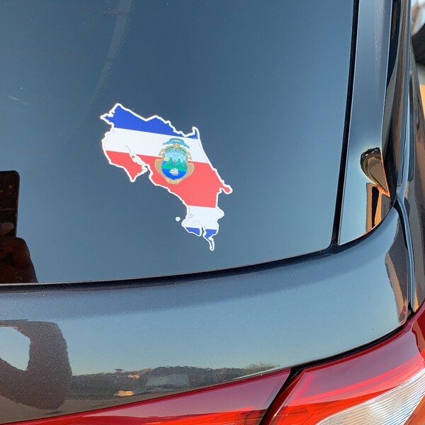 2 Pieces Costa Rica Outline Map Flag Vinyl Decals Stickers Full Color ...