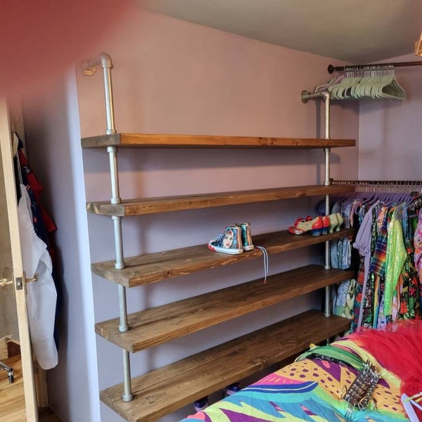 Industrial Style Bookcase Scaffold Board on Steel Tube, Reclaimed ...