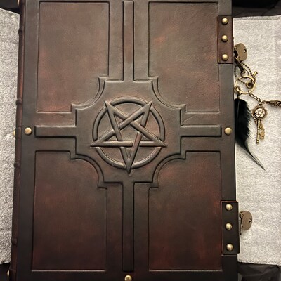 Medieval Spellbook Grimoire Pentagram Leather Handmade Book - Etsy
