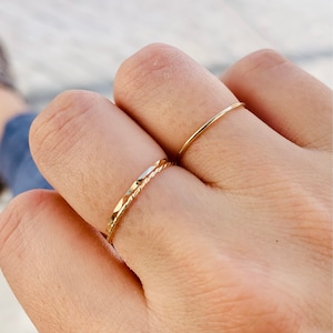 Thin 14k Solid Gold Stacking Rings in Various Styles. Real 14k Gold NOT ...