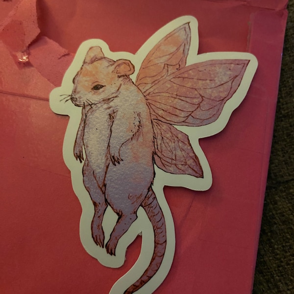 Fairy Field Mouse Vinyl Sticker, Cute Animal Laptop Decal, Fae Magic ...