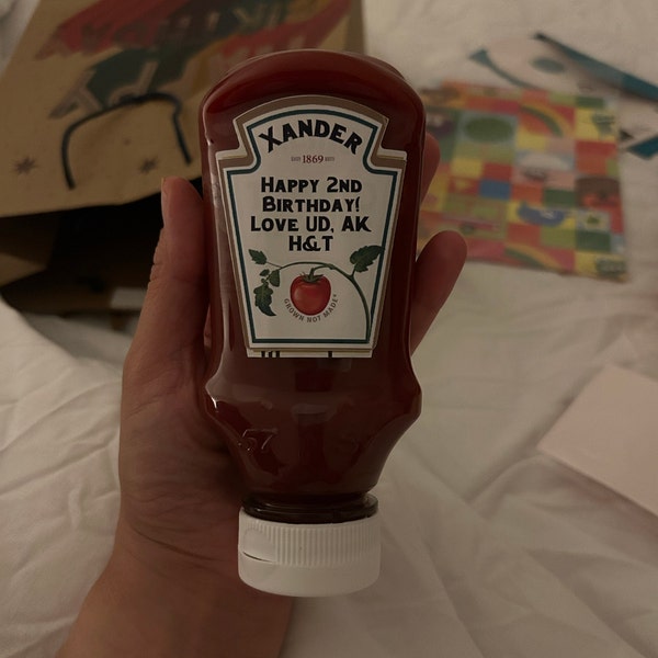 Personalised Ketchup Label/sticker - Diecut - ADD ANY TEXT - Custom ...