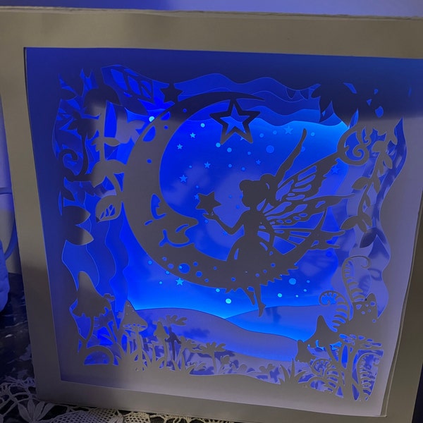 Fairy Moon Shadow Box, Lightbox SVG Paper Cut Shadow Box, Shadowbox ...