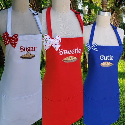 Got Pie Apron/royal Blue Apron With White Embroidery Thread / Pie Apron ...