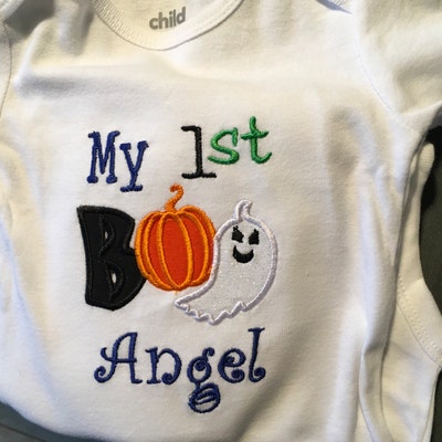 Boo Little Boo Ghost With Pumpkin Halloween Applique Machine Embroidery ...