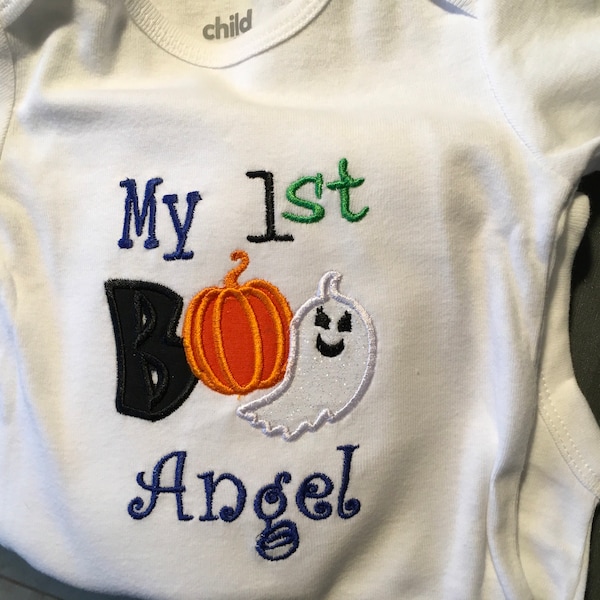 Boo Little Boo Ghost With Pumpkin Halloween Applique Machine Embroidery ...