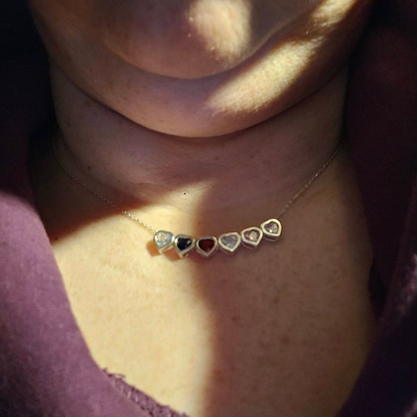 Dainty Birthstone Heart Necklace With Birthstone Necklace With Heart ...