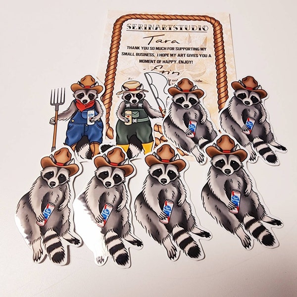 Cowboy Raccoon With a Beer PBR Inspired Beer Funny Raccoon Sticker - Etsy