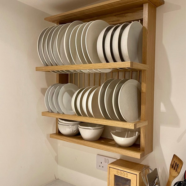 Handmade Solid Wood Plate Rack - Etsy UK