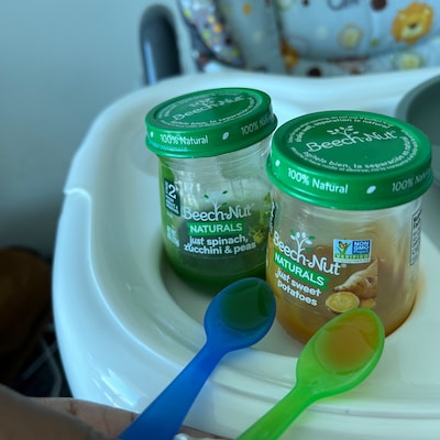 2 Random Real Baby Food Jars of Fake Faux Baby Food Reborn Doll Prop ...