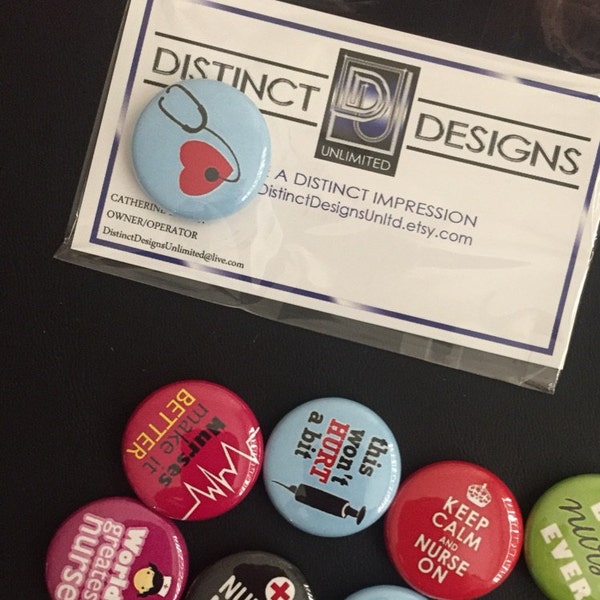 Nurse Buttons (10 Pack) Nursing Nurses RN 1" or 1.5" or 2.25" Pin Back ...