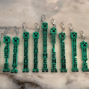 Minecraft Creeper Personalized Custom Name Tag Keychain - Etsy