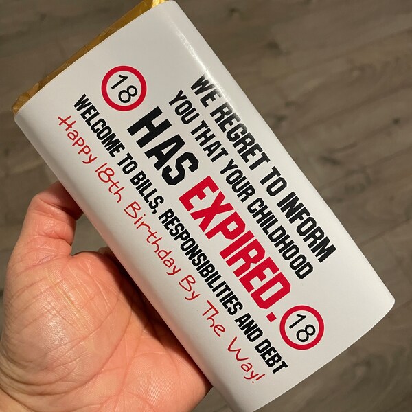 18th Birthday Funny Chocolate Bar Wrapper | Personalised With Any ...