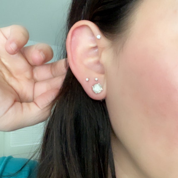 14k Gold Tiny Diamond Studs, Dainty Gold Studs, Dainty Diamond Studs ...