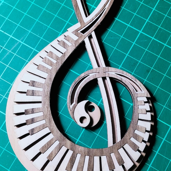 3D Treble Clef SVG DXF: Layered Music Mandala Laser Cut File - Etsy
