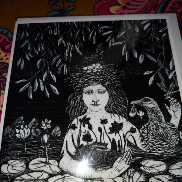 Art Card: Bees on Agapanthus Lily From Scraperboard Design - Etsy