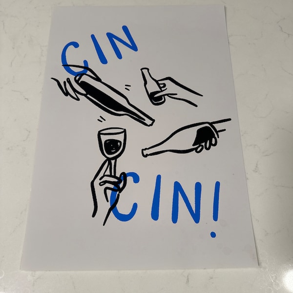 Trendy Cin Cin Poster, Ink Bleed Style, Cheers Print, Wine Print, Wine ... Trendy Cin Cin Poster, Ink Bleed Style, Cheers Print, Wine Print, Wine ...