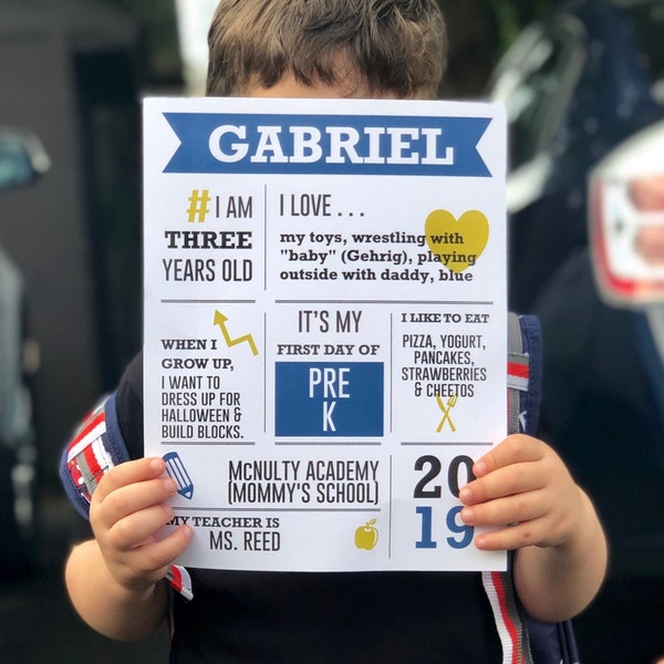 Back to School Sign, Reusable First Day of School Printable Sign, 1st ...